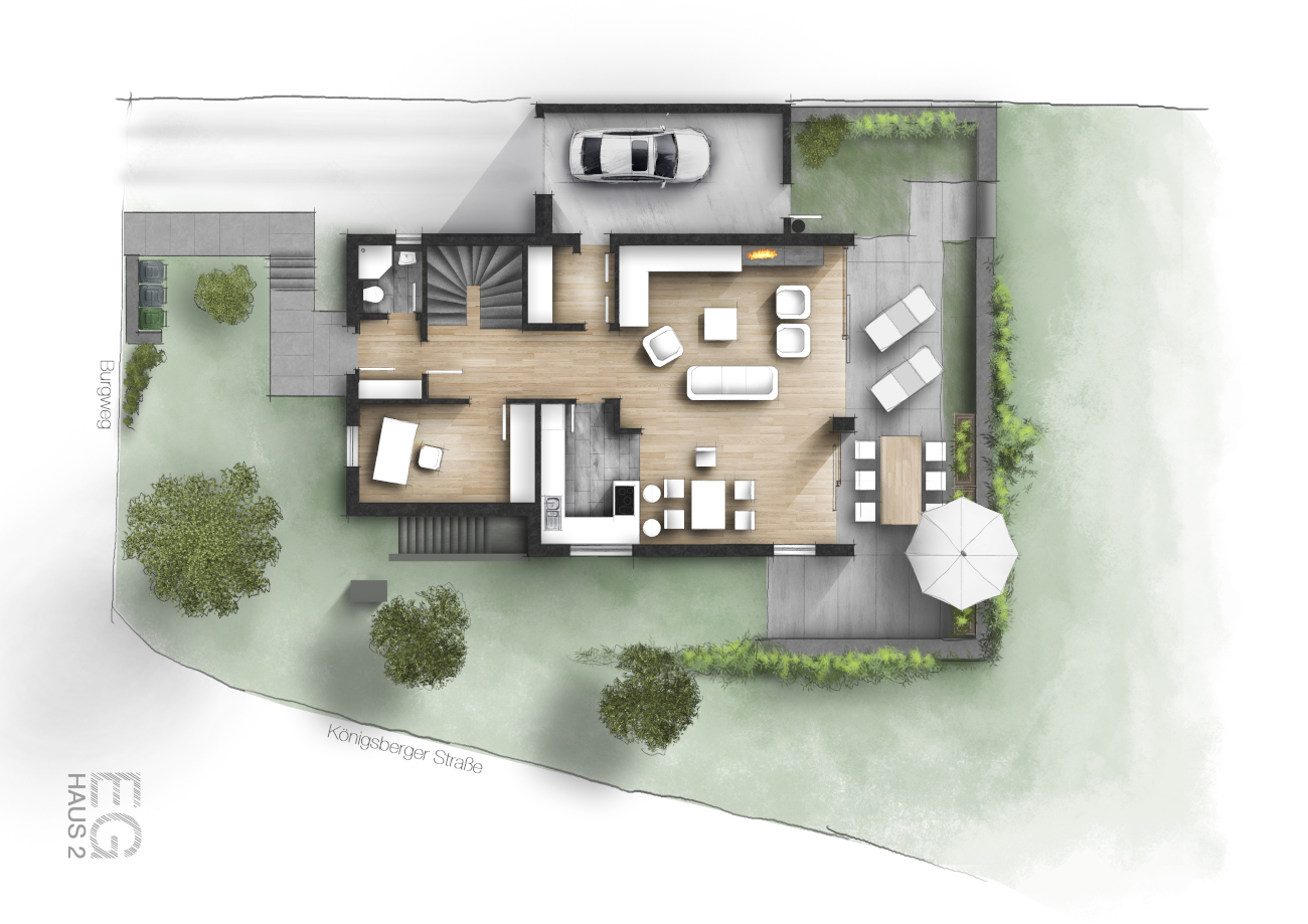 Kolorierter Grundriss Hochwertige Illustrationen Grundriss